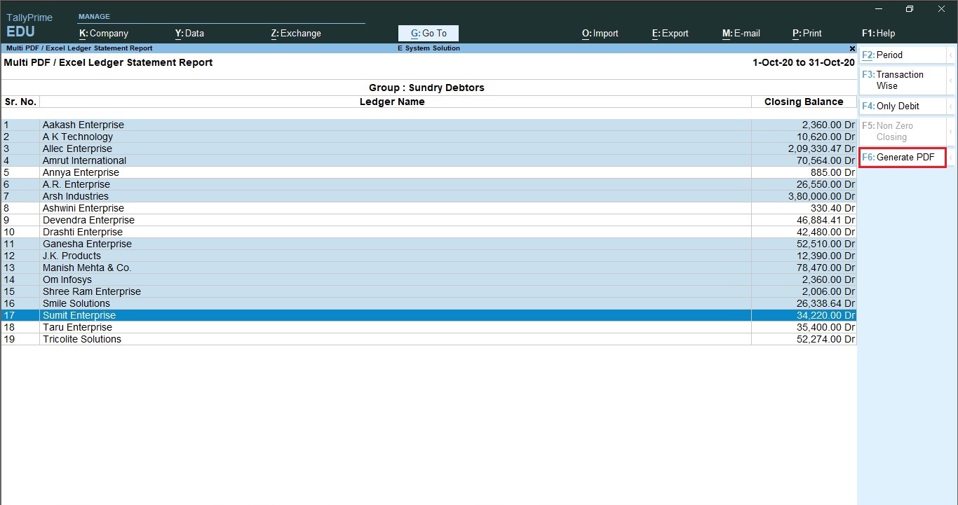 61 Multiple PDF Generate For Ledger Outstanding Auto Pickup Last Purchase Sales Discount 